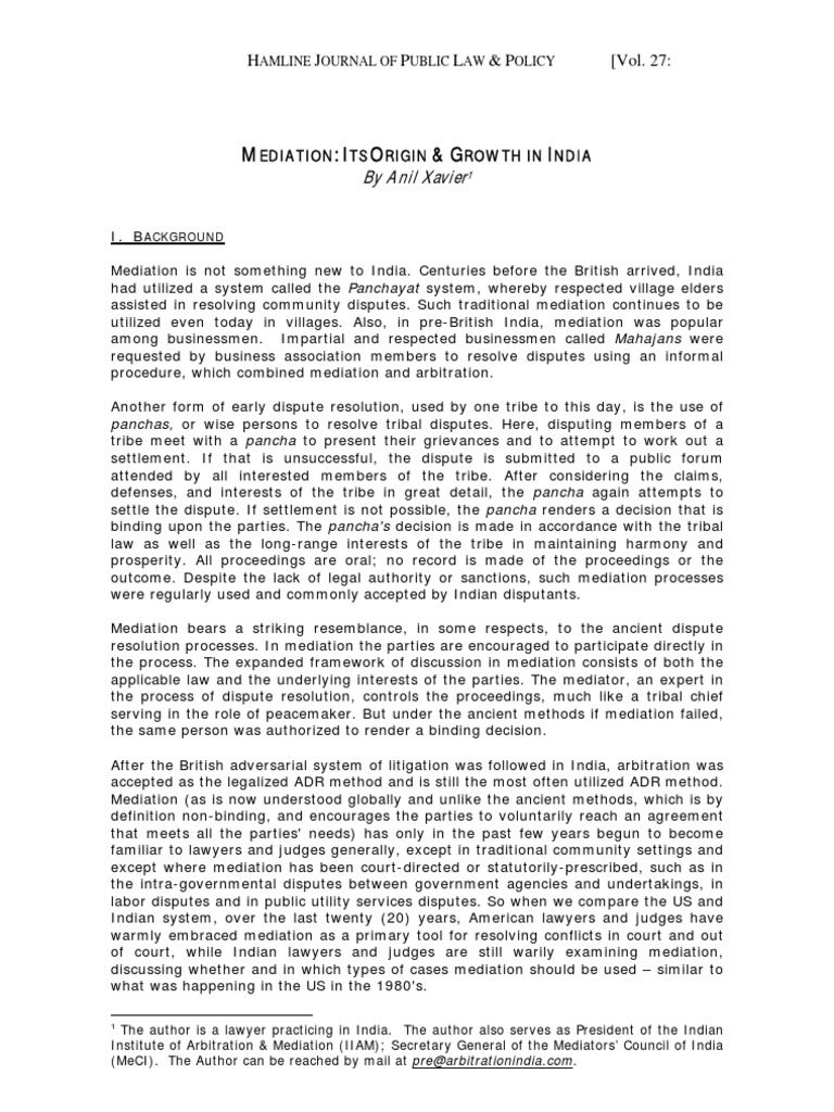Mediation's Evolution in India | PDF