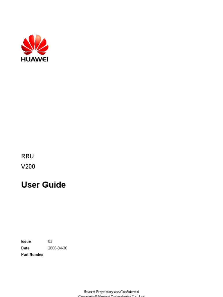 RRU User Guide (V200 - 03) | PDF | Cable | Safety