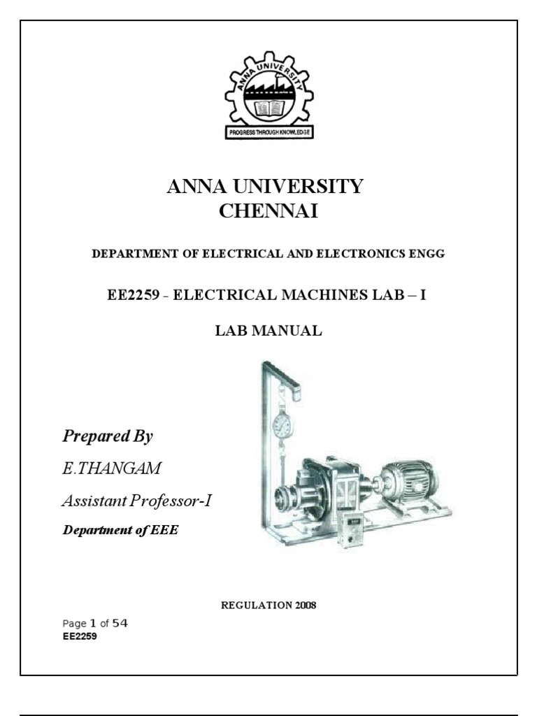 Electrical Machines I Lab Manual | PDF | Electric Motor | Voltage