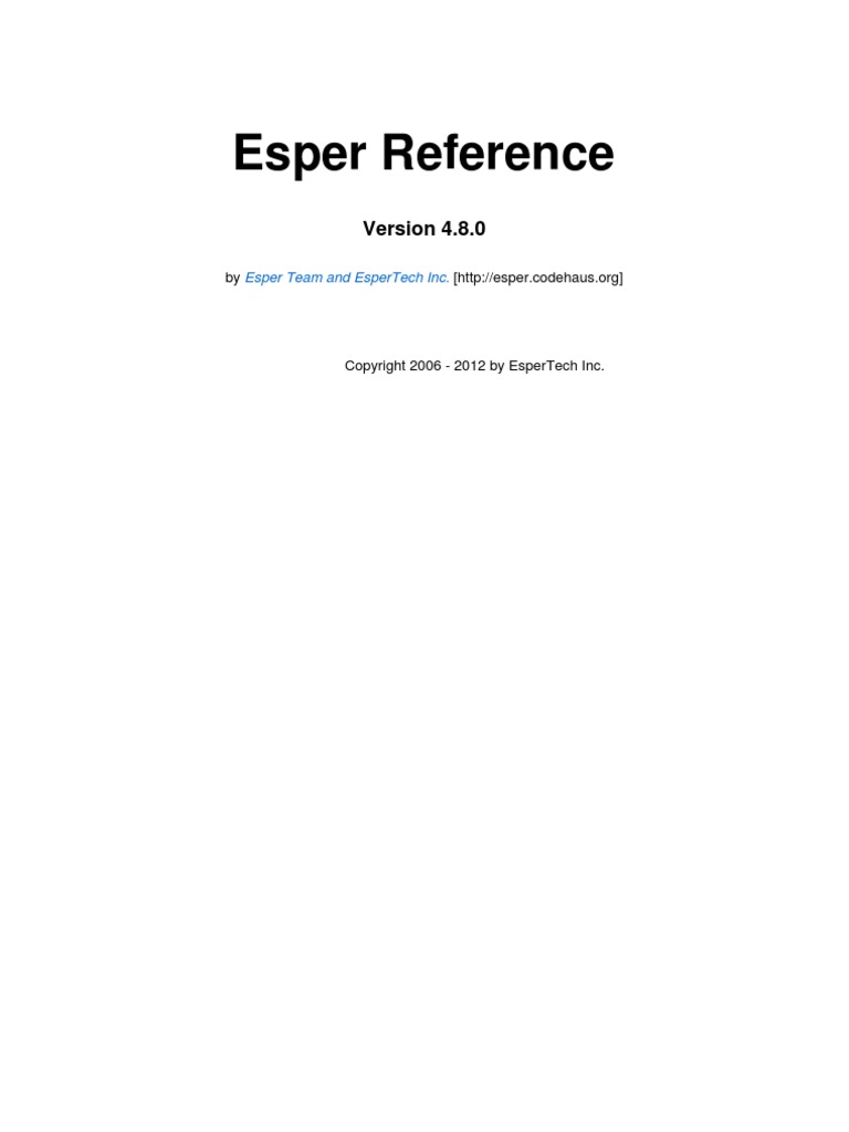 Esper Reference | PDF | Sql | Application Programming Interface