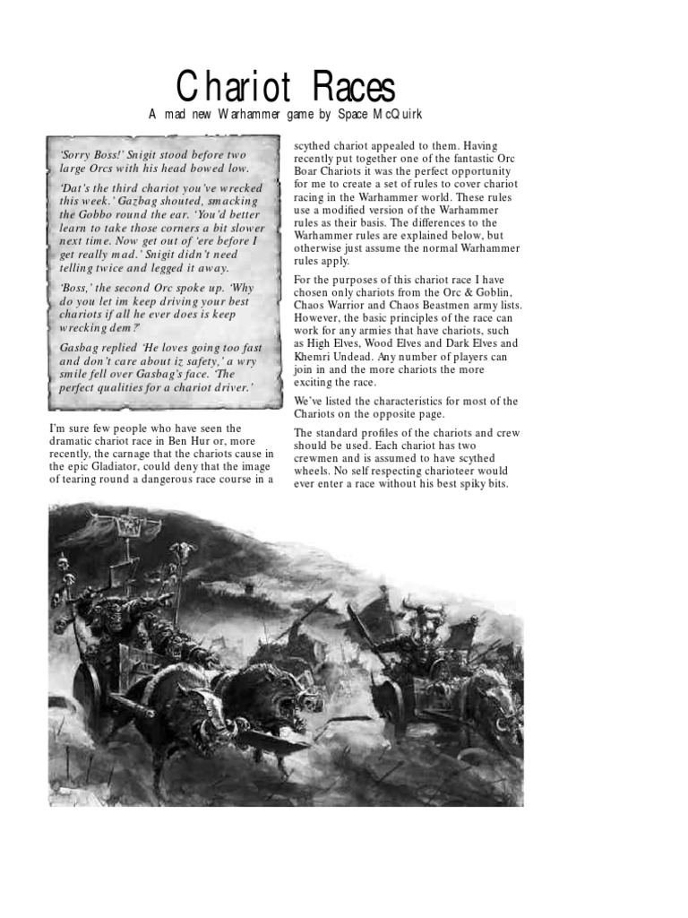 Warhammer Chariot Races | PDF | Chariot | Orc (Middle Earth)