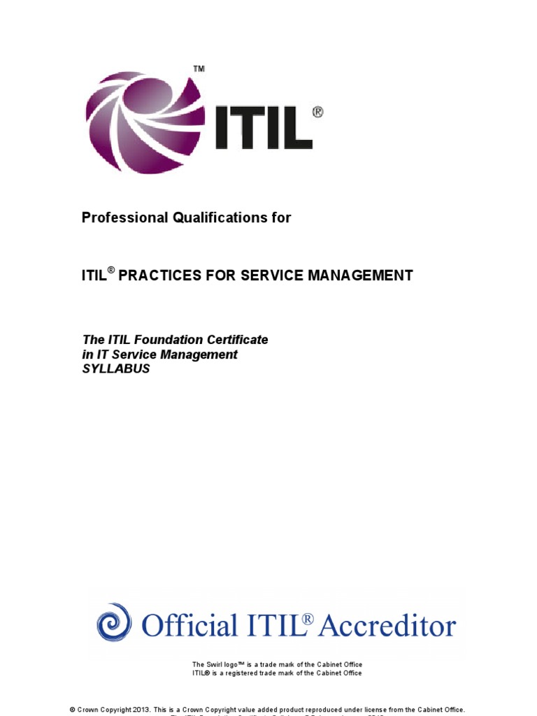 The ITIL Foundation Certificate Syllabus v5.5 | PDF | Itil | It Service ...