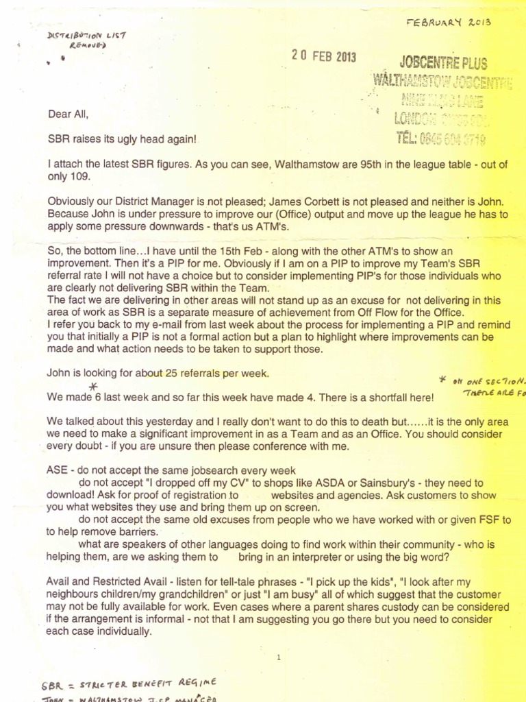 DWP Whistleblower Letter | PDF