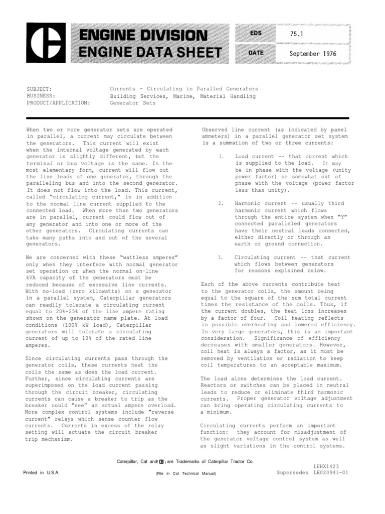 Circulating Currents in Parralleled Generator Systems | PDF | Electric ...