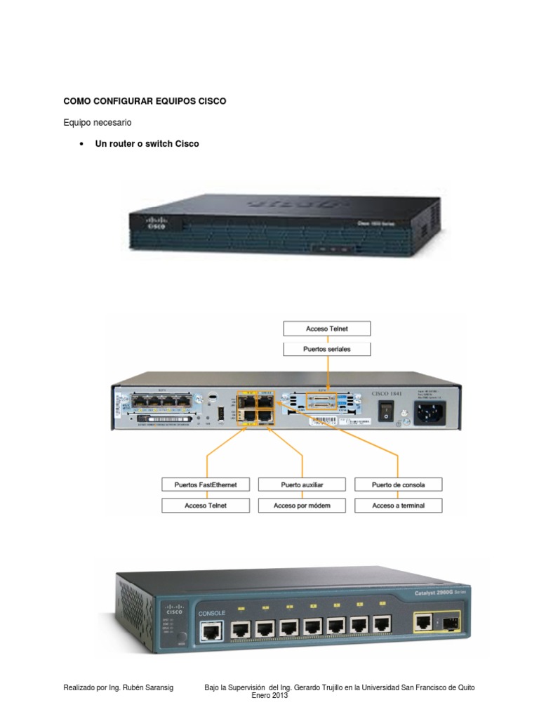 Como Conectar y Configuracion Basica de Equipos CISCO | PDF | Enrutador (Computación) | Point ...