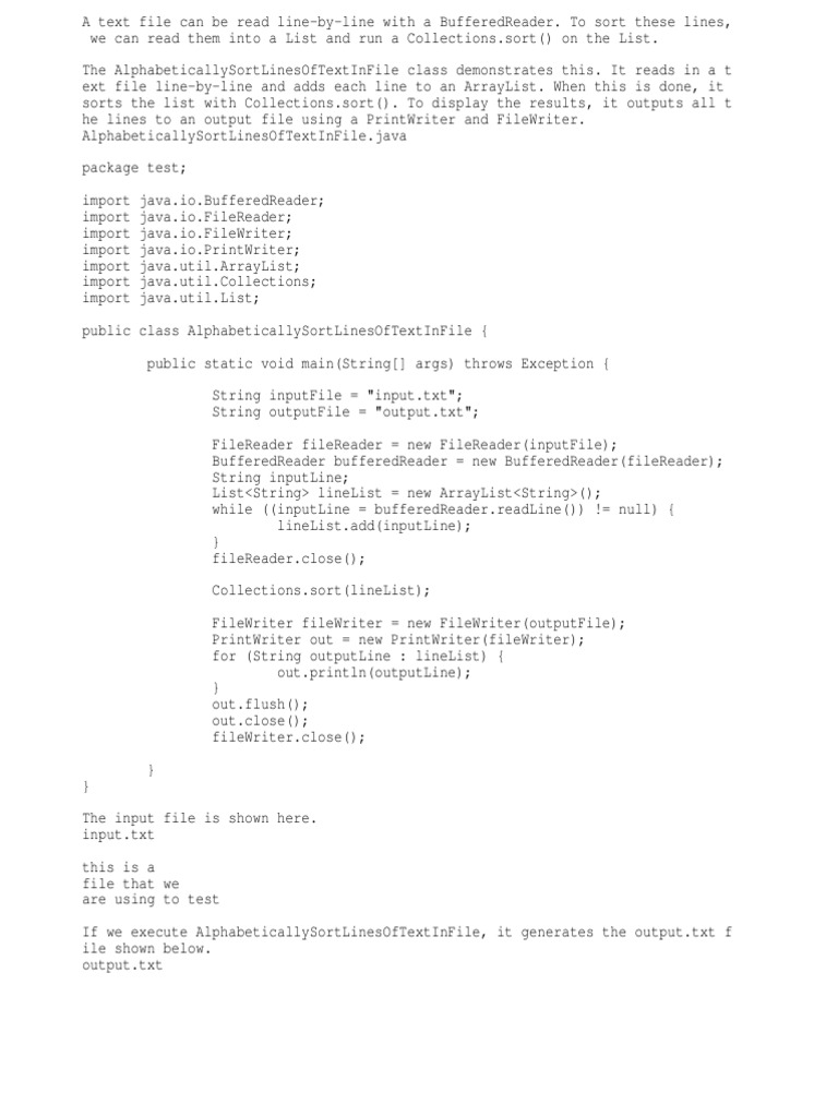 Sorting Alphabetically Java Pdf Java Programming Language Computer File 4009
