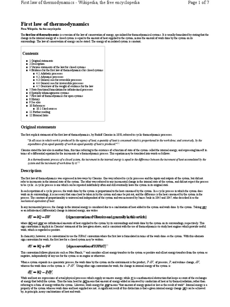 First Law of Thermodynamics | PDF | Heat | Calorimetry