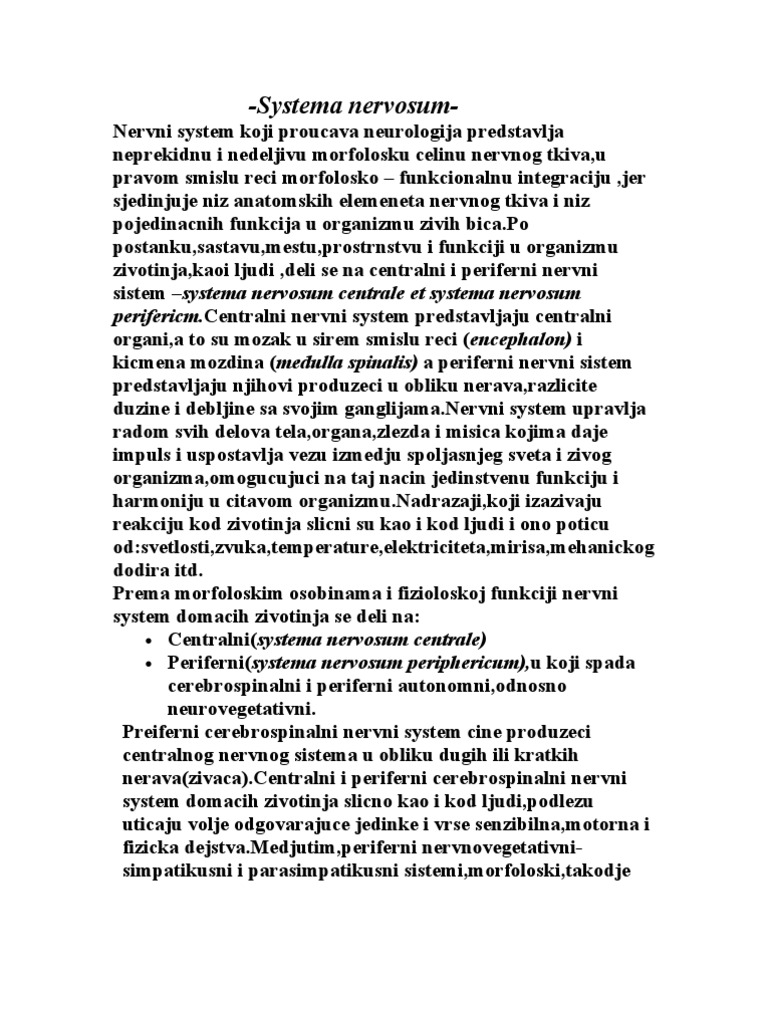 Systema Nervosum Et Organa Sensum | PDF