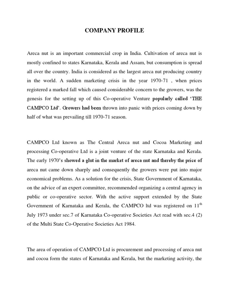 Company Profile of Campco | PDF | Chocolate | Board Of Directors