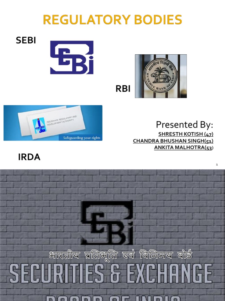Regulatory Bodies: Sebi, Rbi, Irda | PDF | Insurance | Reserve Bank Of ...