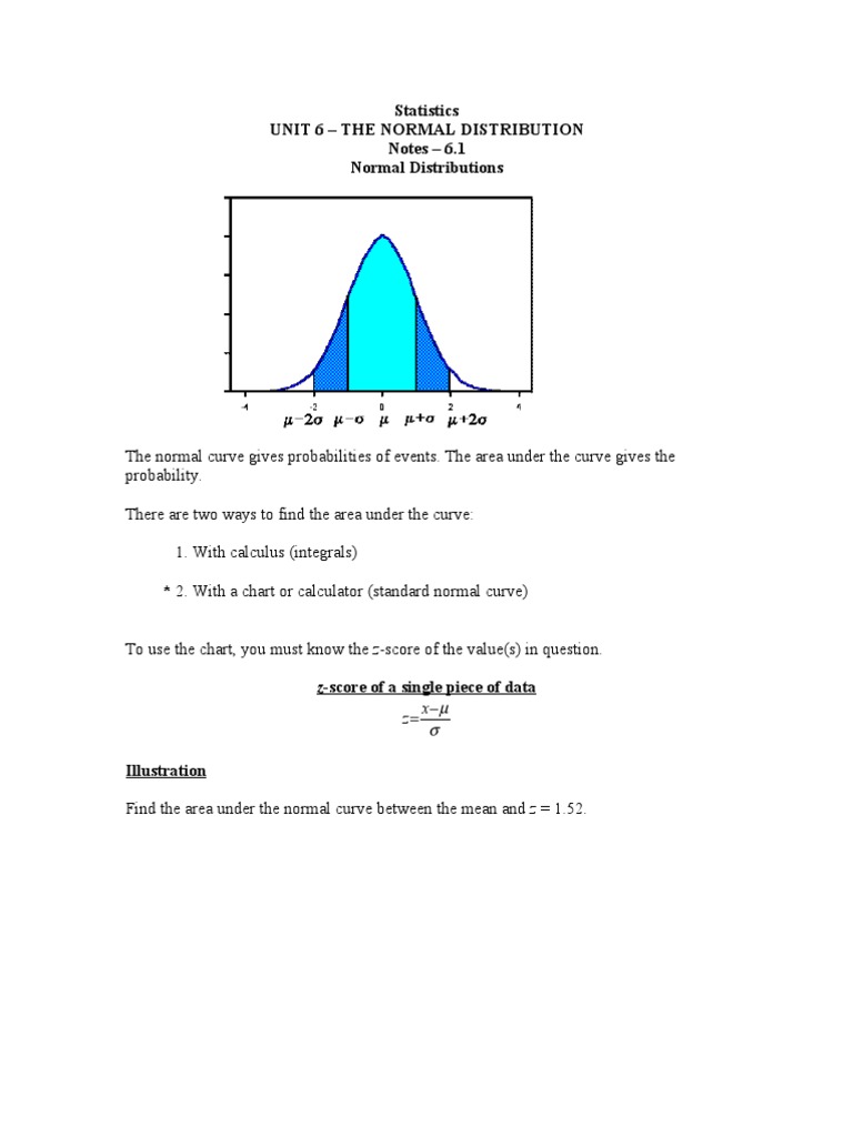 Statistics Unit 6 Notes | PDF | Normal Distribution | Mean