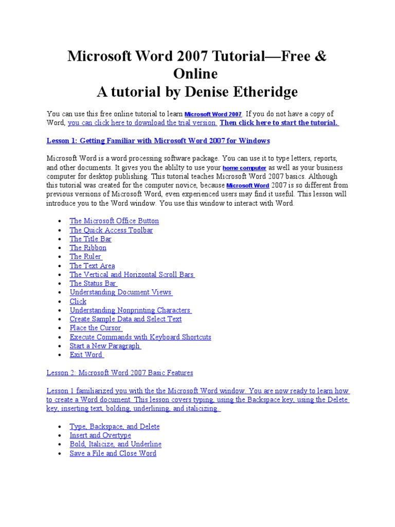 Microsoft Word 2007 Tutorial | PDF | Microsoft Word | Computer File