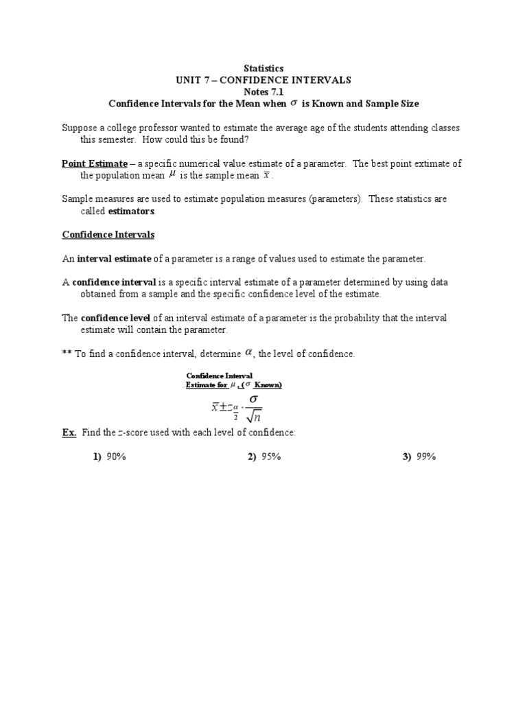 Confidence Intervals and Sample Sizes: Techniques for Estimating Population Parameters from ...