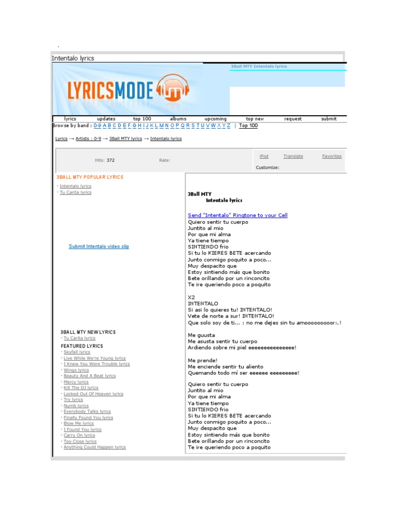 Intentalo Lyrics | PDF | Canciones | Canciones pop