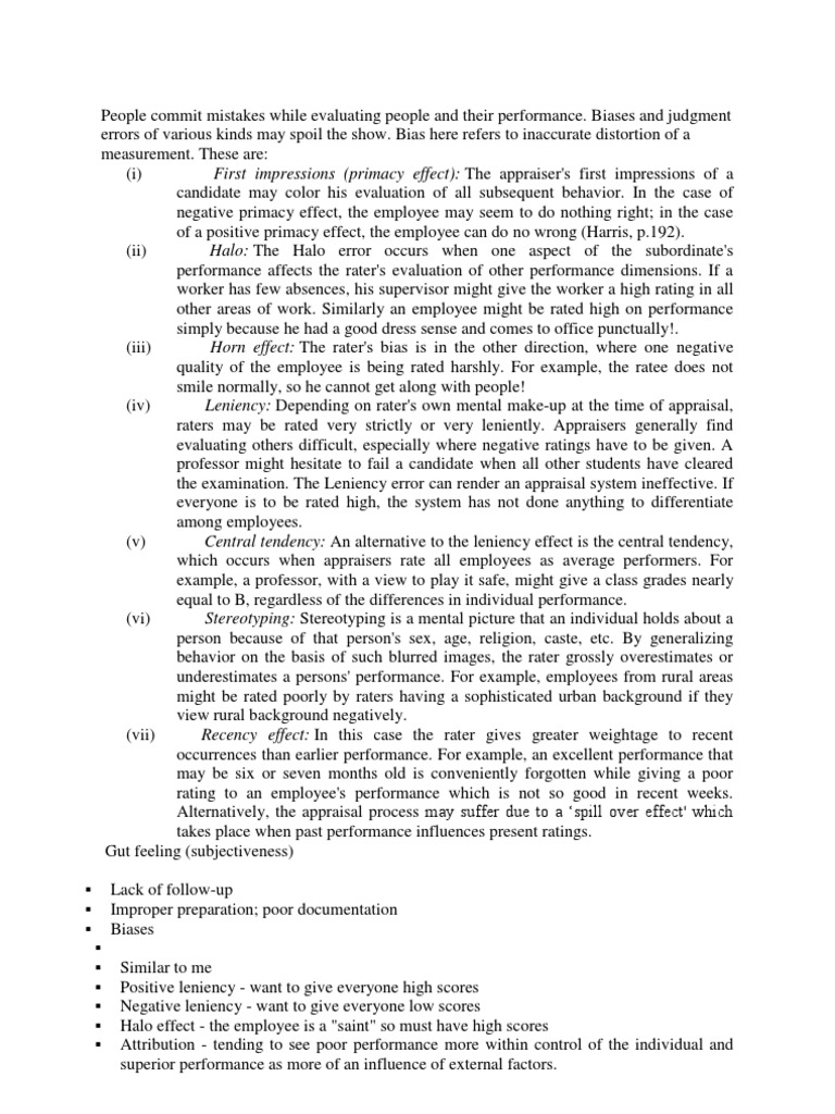 Perceptual Errors | PDF | Performance Appraisal | Psychological Attitude