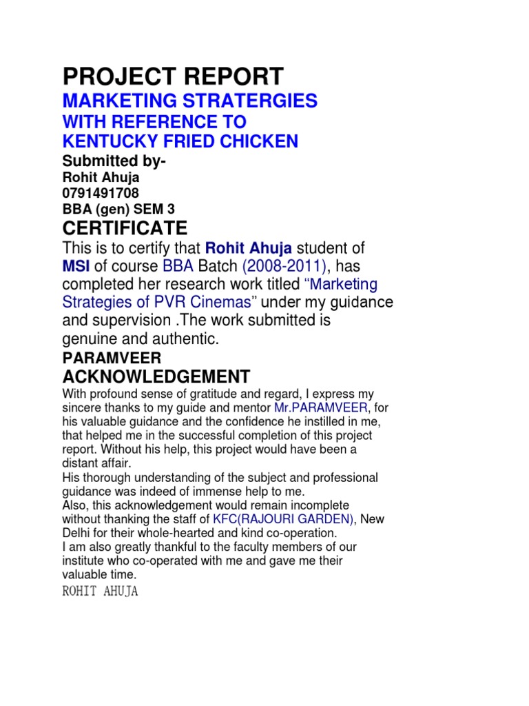 Project Report | PDF | Fast Food Restaurants | Fast Food