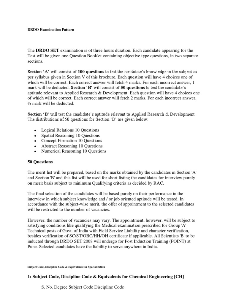 DRDO SET Exam Pattern Overview | PDF | Computer Science | Electrical Engineering
