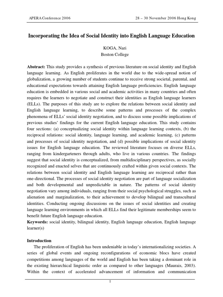 Incorporating The Idea of Social Identity Into English Language ...