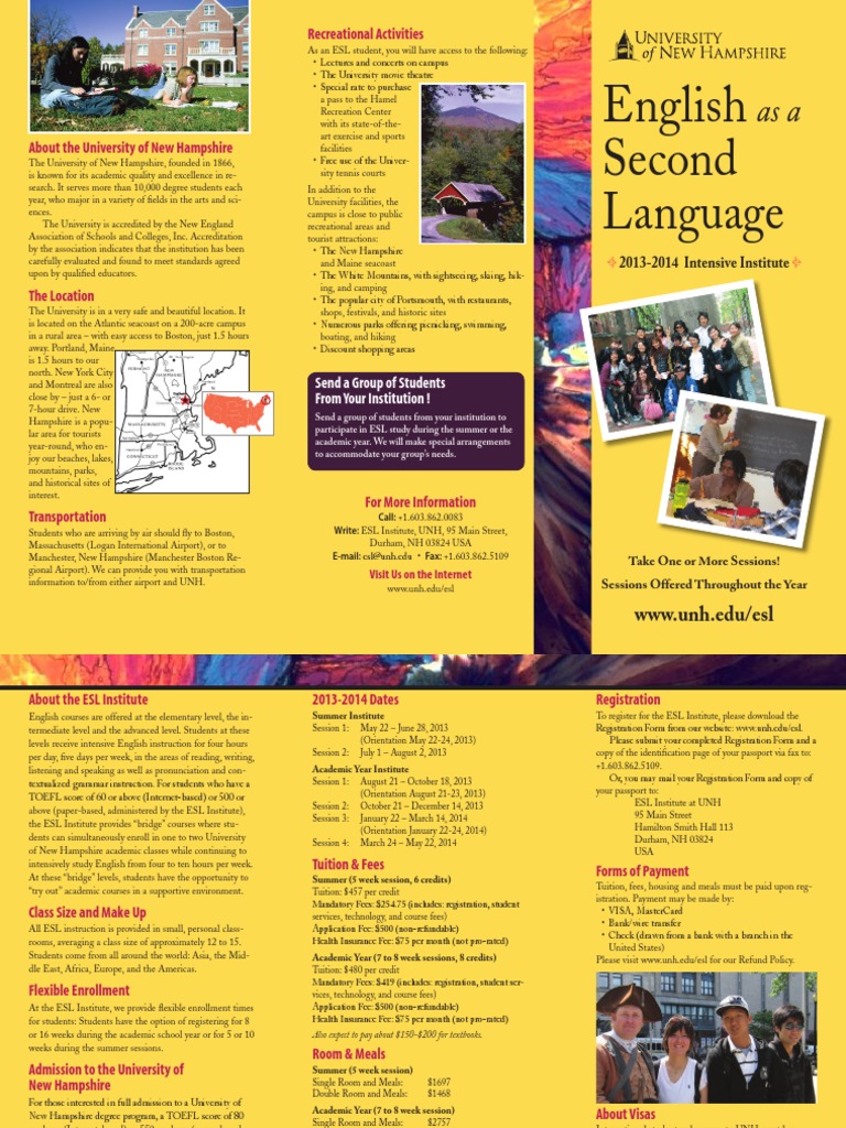 2013-2014 ESL Brochure | PDF | Fee | Tuition Payments
