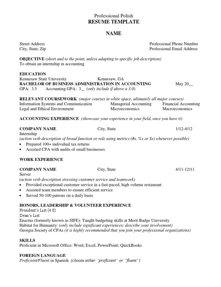 Resume Template Name: Professional Polish | PDF