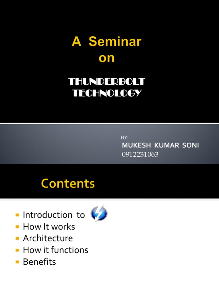 Thunderbolt Technology: Mukesh Kumar Soni | PDF | Usb | Data Transmission
