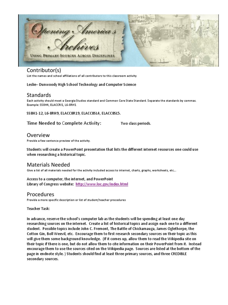 Student Primary Source Research | PDF | Primary Sources | Wikipedia