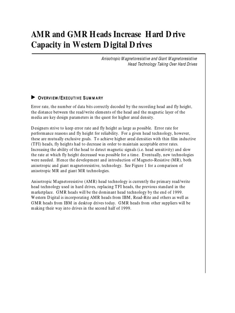 AMR and GMR Heads Increase Hard Drive Capacity in Western Digital ...