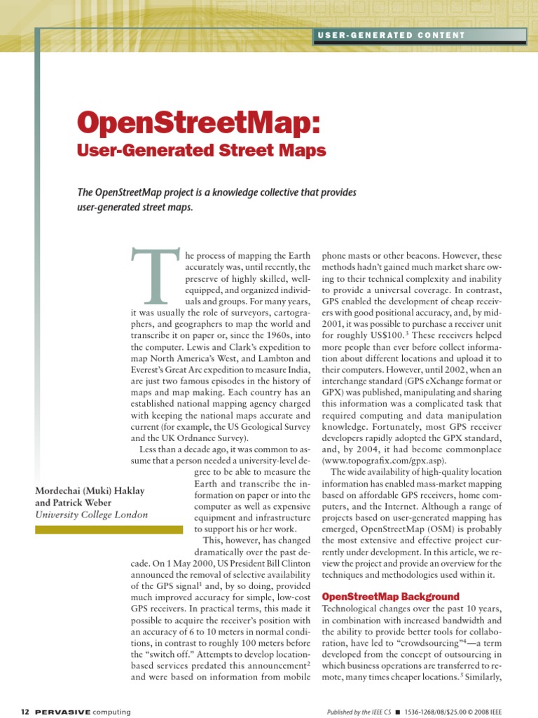 Openstreetmap:: User-Generated Street Maps | PDF | Geographic ...