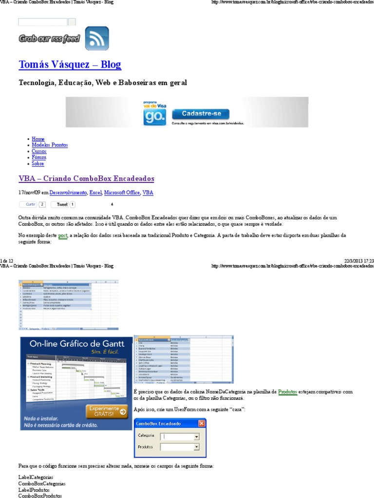 VBA - Criando ComboBox Encadeados - Tomás Vásquez - Blog PDF | PDF | Microsoft Access ...