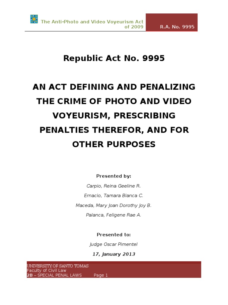 Republic Act No. 9995: The Anti-Photo and Video Voyeurism Act of 2009 ...