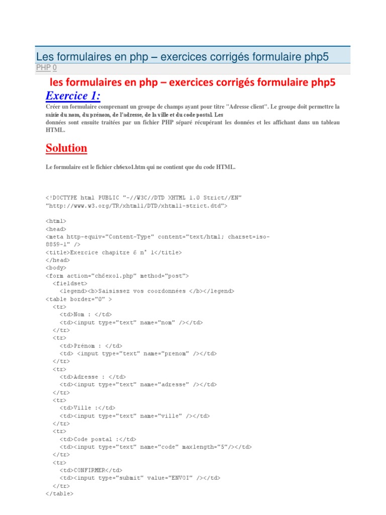 Les Formulaires en PHP | PDF