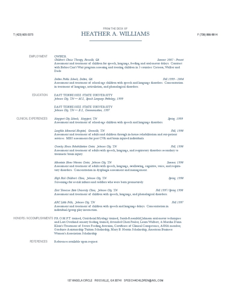 Heather Resume | PDF | Speech Language Pathology | Diseases And Disorders
