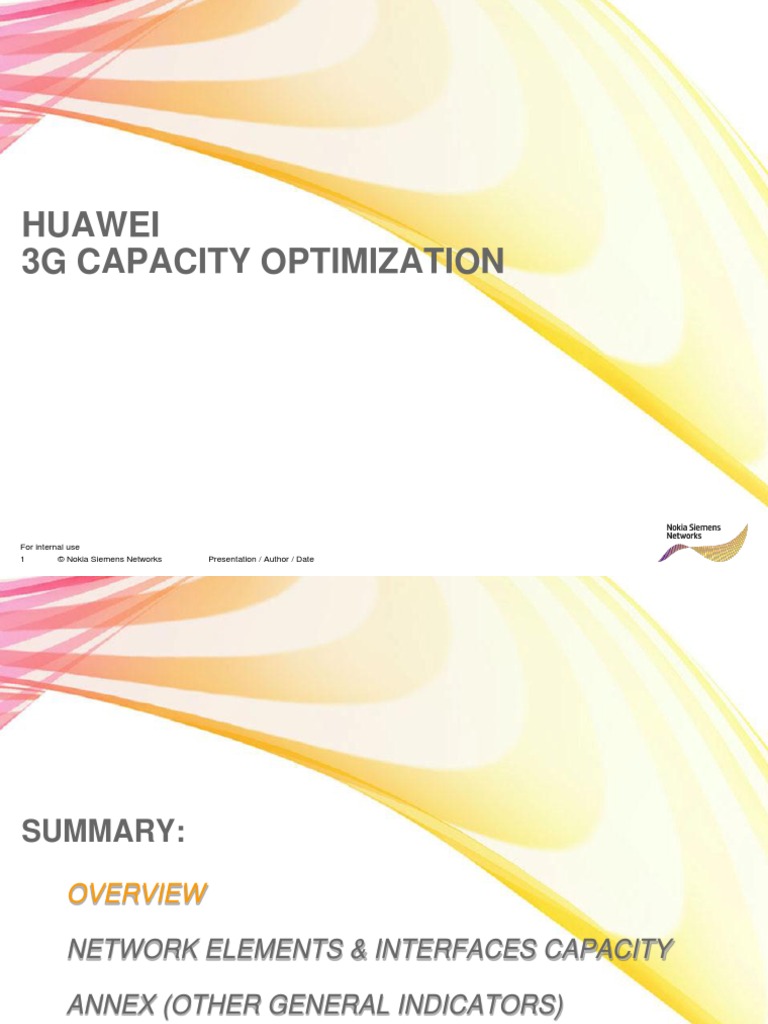 3G Huawei Capacity Optimization Process | PDF | High Speed Packet Access | Telecommunications