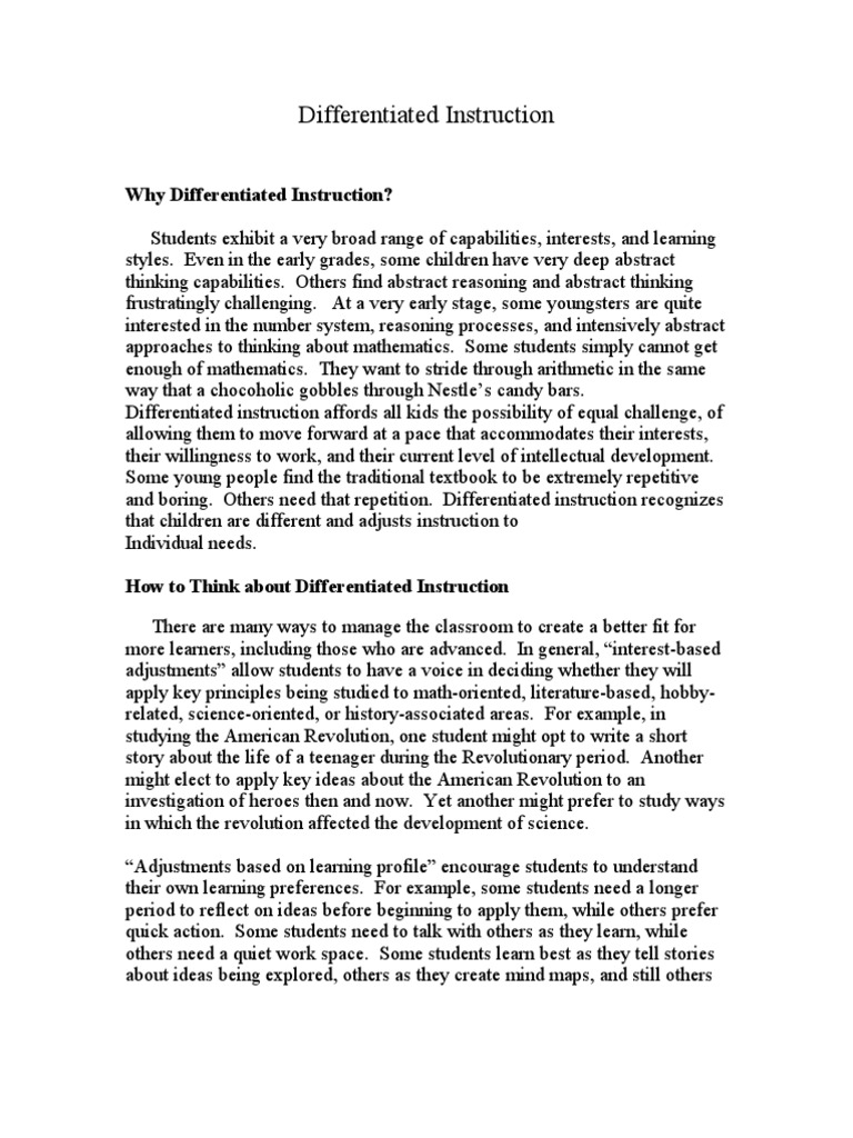 Effective Strategies for Differentiated Instruction | PDF ...