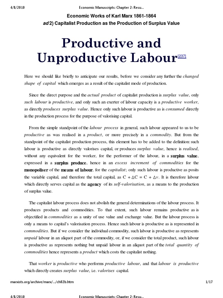 Productive Unproductive Labor Marx | Download Free PDF | Capitalism ...