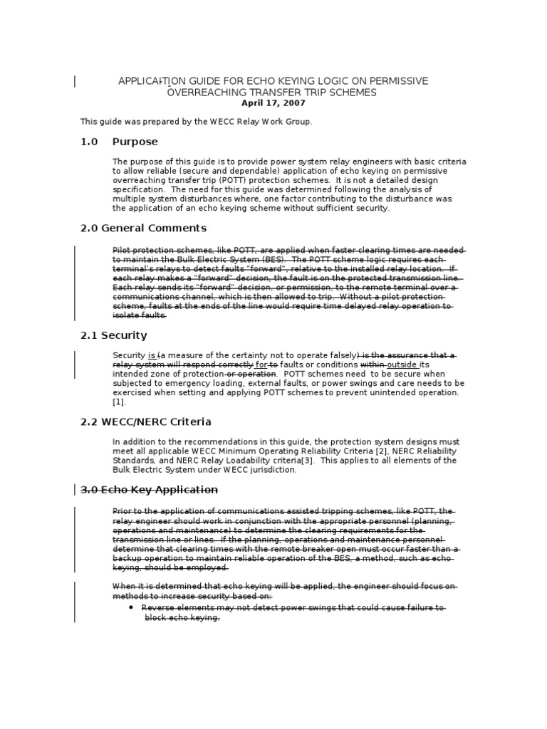 POTT Echo Back - RWG R19 Rev3 | PDF | Relay | Reliability Engineering