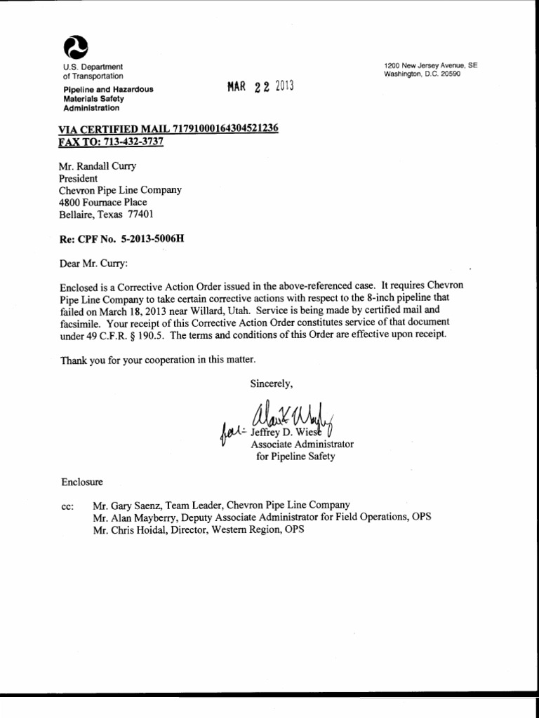 Chevron Pipeline Corrective Action Order | PDF | Pipeline Transport ...