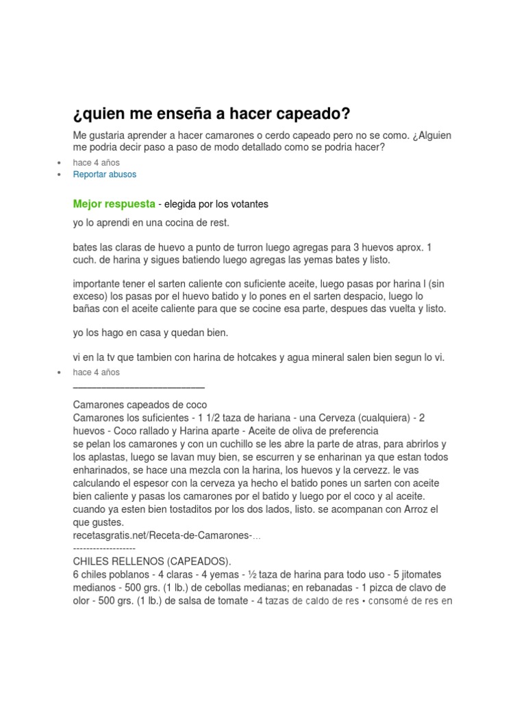 Carnes y Verduras Capeadas | PDF | Salsa | Fritura