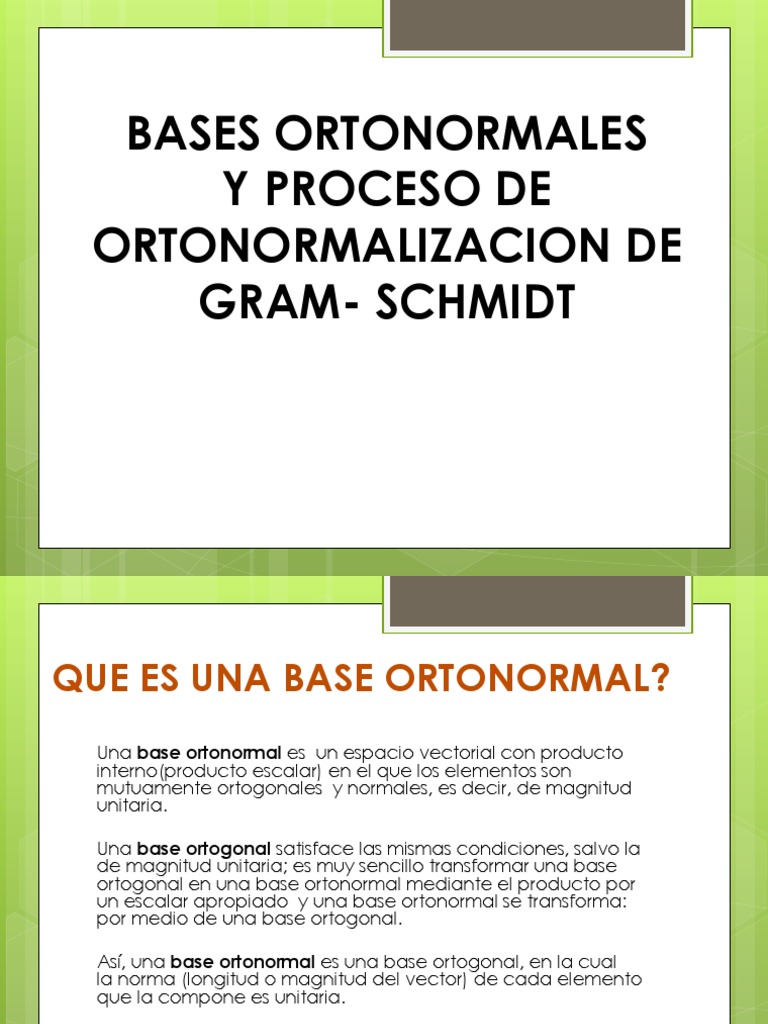 Bases Ortonormales y Proceso de Ortonormalizacion de Gram | PDF