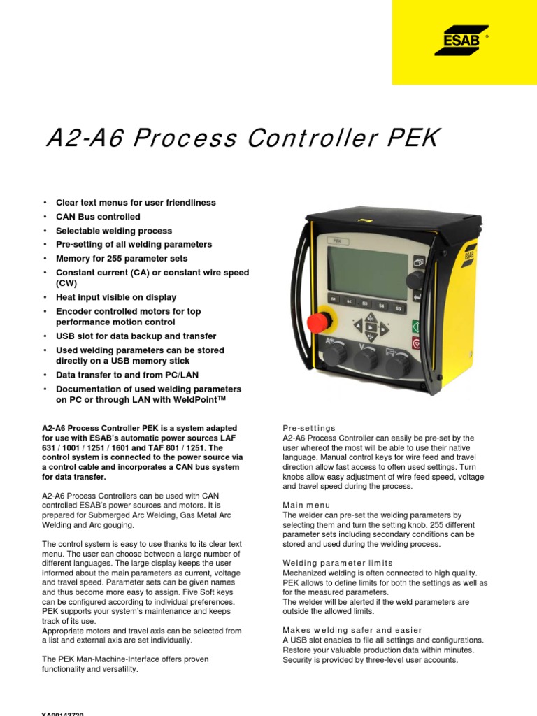 A2-A6 Process Controller PEK en | PDF | Menu (Computing) | Welding