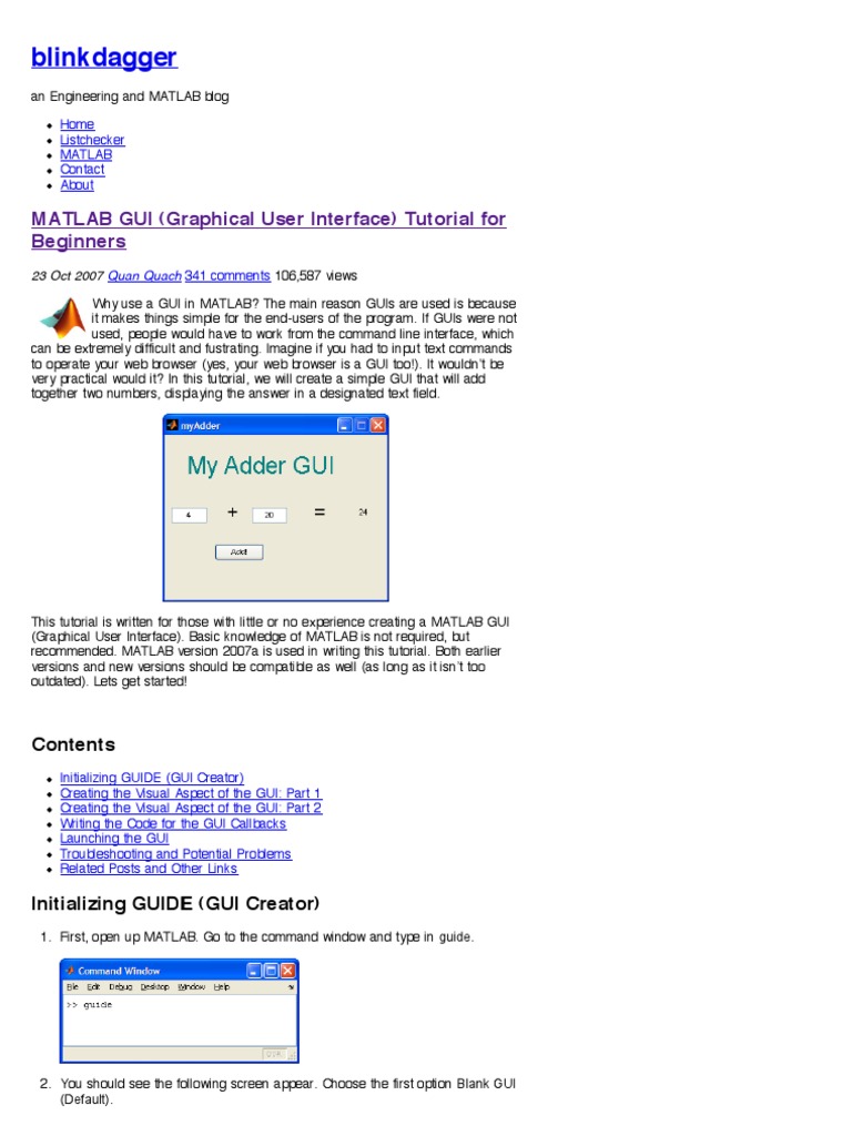 A4-Gui Tutorial PDF | PDF | Graphical User Interfaces | Matlab