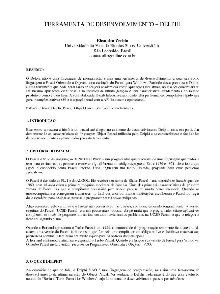 Delphi PDF | PDF | Linguagem de programação | Compilador