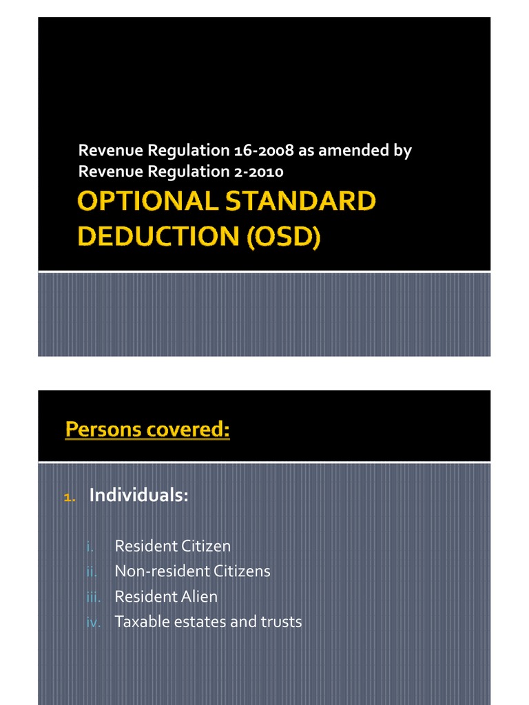 Optional Standard Deduction OSD | PDF | Income Tax | Tax Deduction