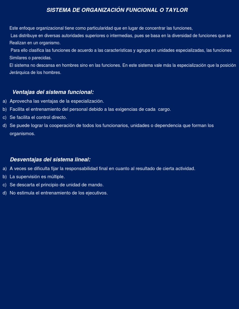 Organizacion Funcional o de Taylor | PDF