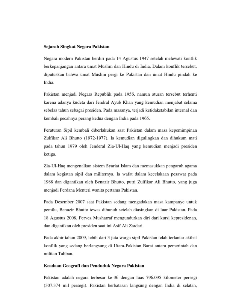 Sejarah dan Budaya Negara Pakistan | PDF