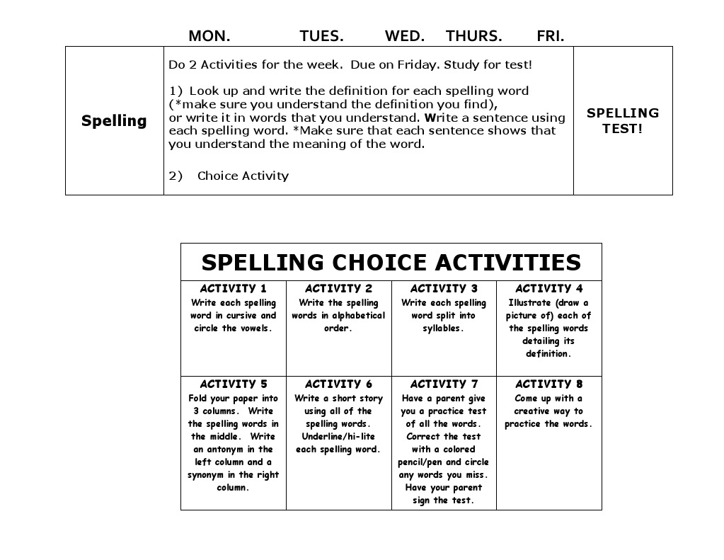 Spelling Test Preparation Activities | PDF | Language Arts & Discipline