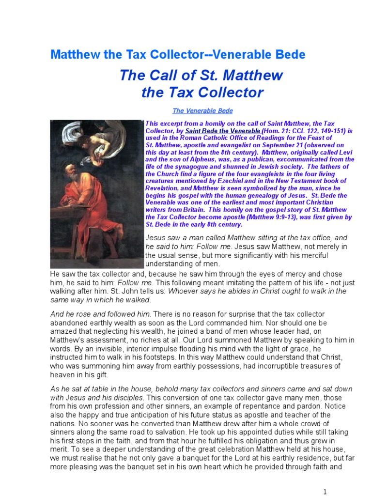 St. Matthew's Call by Venerable Bede | PDF