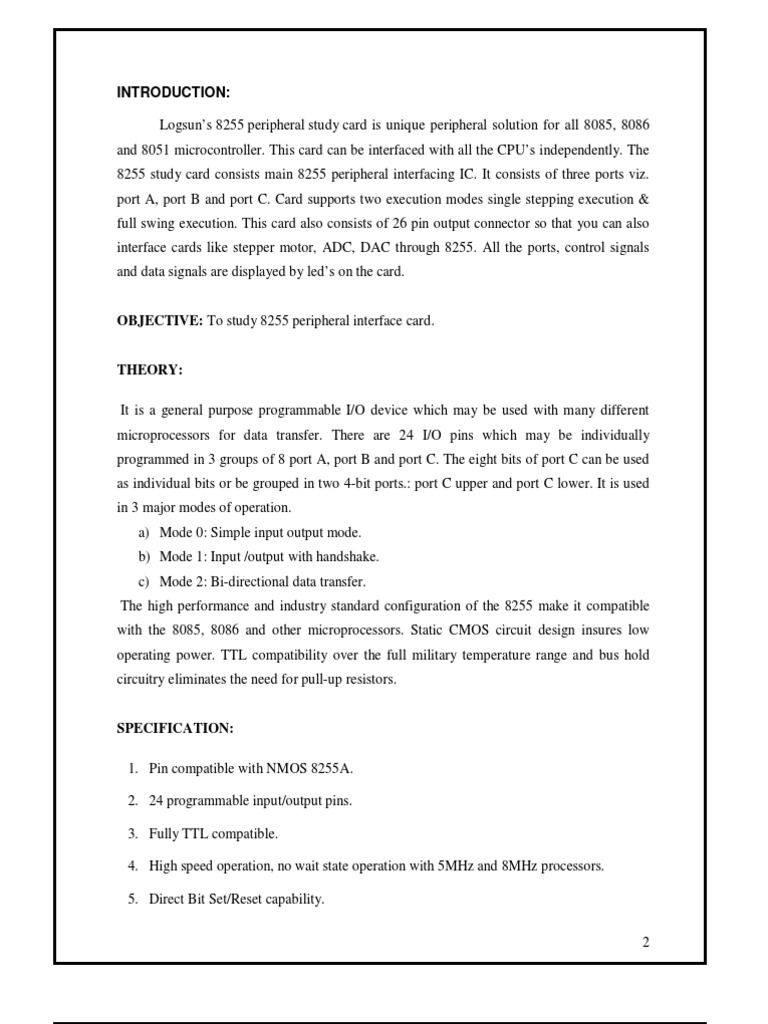 8255 Peripheral Study Card | PDF | Input/Output | Office Equipment