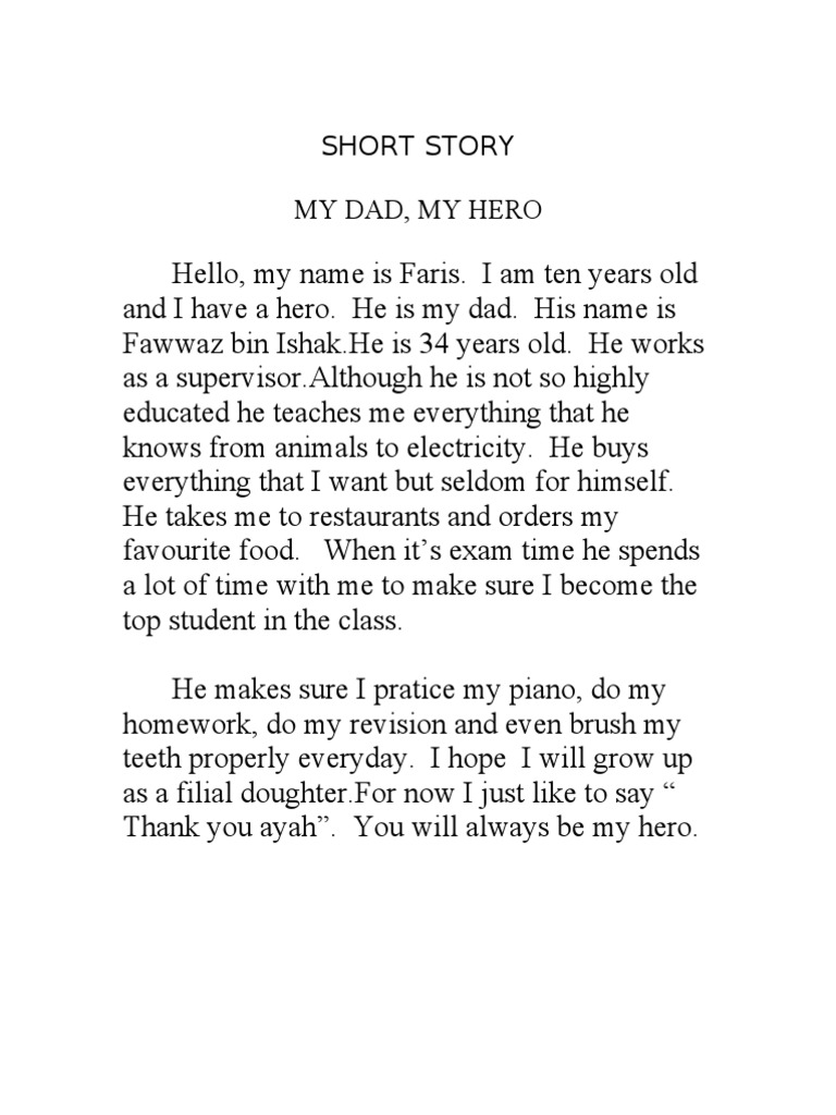 My Dad, My Hero: A Short Story | PDF | Language Arts & Discipline ...