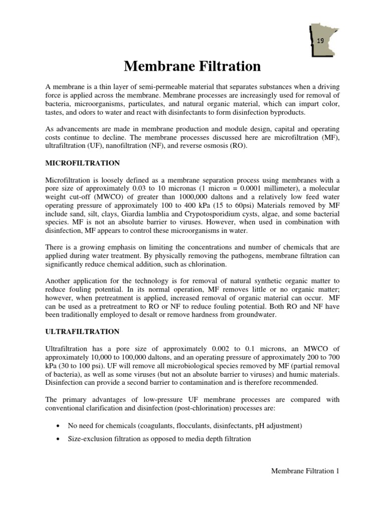 Membrane Filtration | PDF